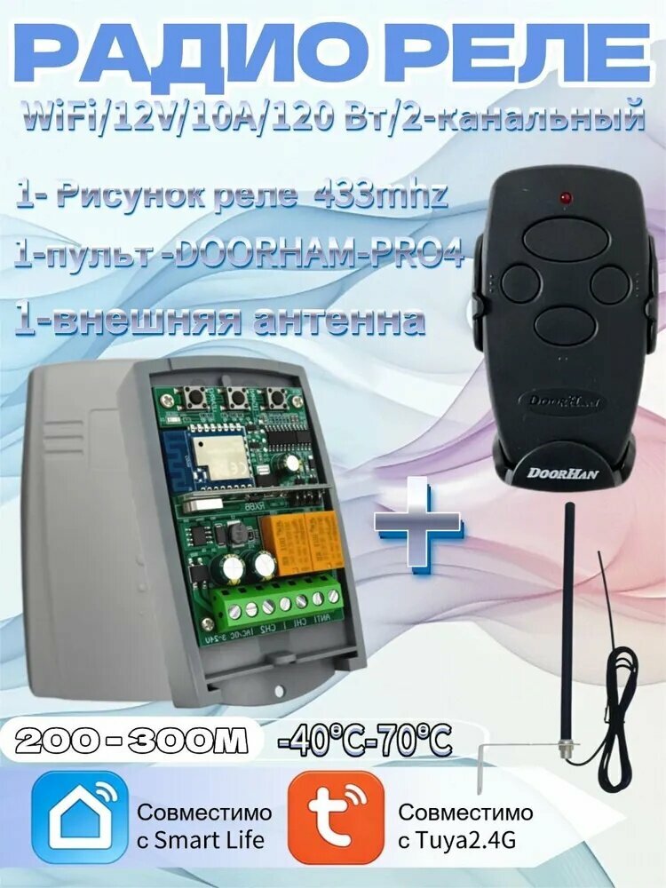 DC12-24 Новый универсальный Tuya 433МГц 433.92МГц фиксированный скользящий код приёмник для гаражных/въездных ворот, 2 канала, Wifi умный переключательный модуль реле