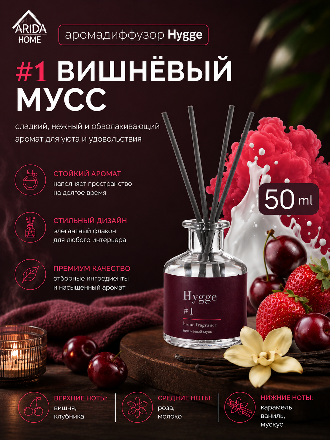 Диффузор для дома c палочками hygge 1