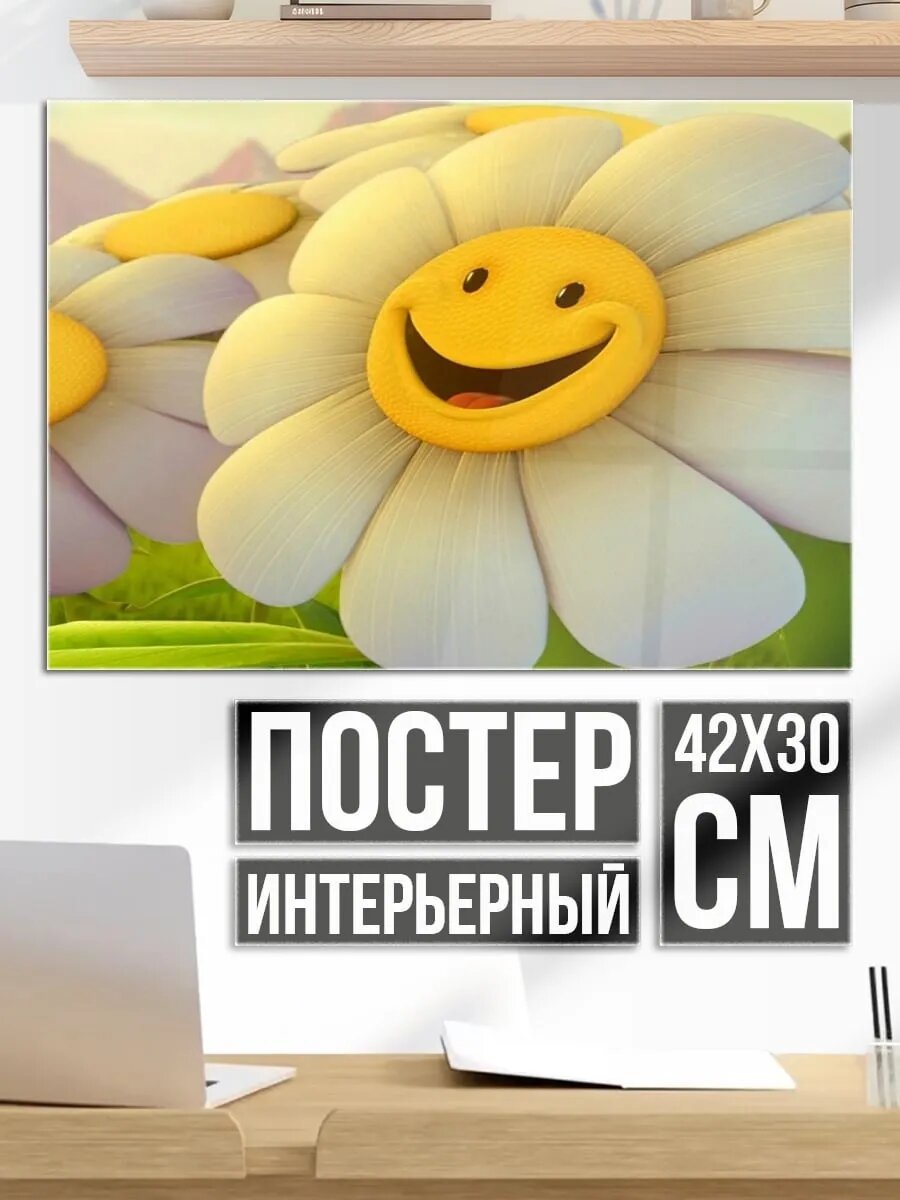 Плакат постер Счастливая ромашка