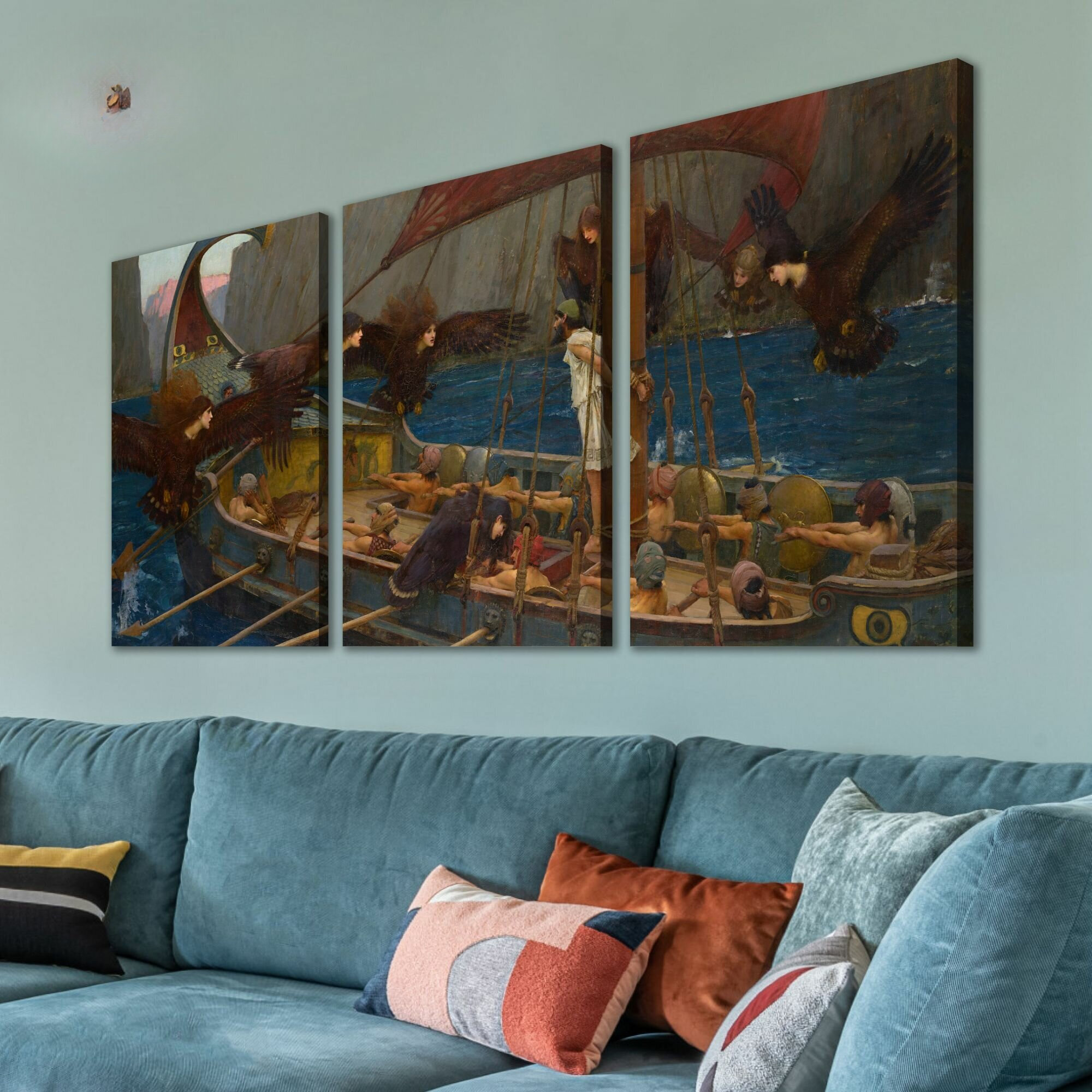 Настенная живопись, интерьер, «Сотворение Адама», 150cm x 70cm