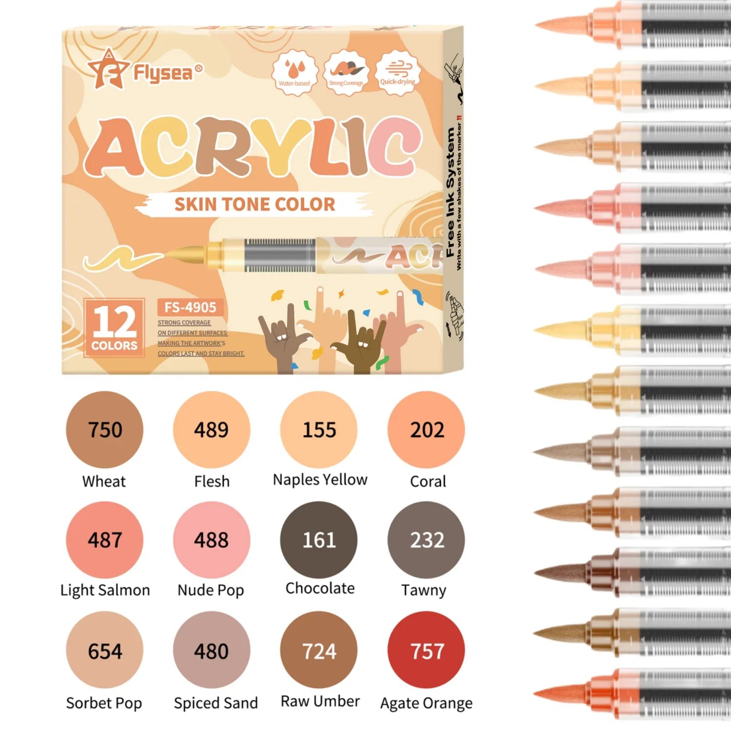 Акриловые маркеры 36 цветов 12colors