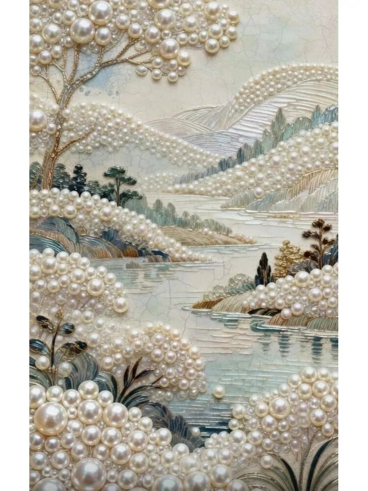 Картина "Пейзаж из жемчужин на холсте, 50 * 80cm" 50x80 см