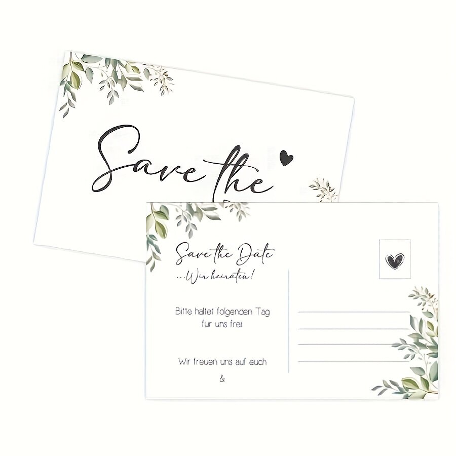 12 шт. Двусторонние пригласительные карточки Save the Date, зеленые, для дня рождения и годовщины свадьбы