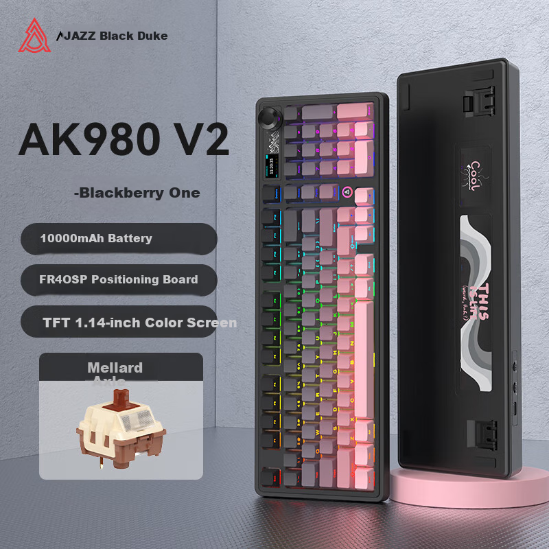 AJAZZ AK980V2 Три-режимный беспроводной механический клавиатурный с 10000 мАч батареей, полной горячей заменой 97