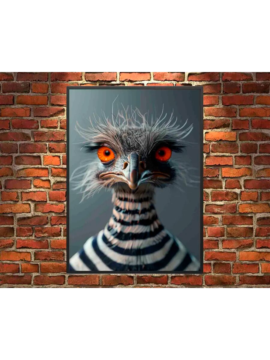 Птица Эму в плену 4, Плакат 30x42см