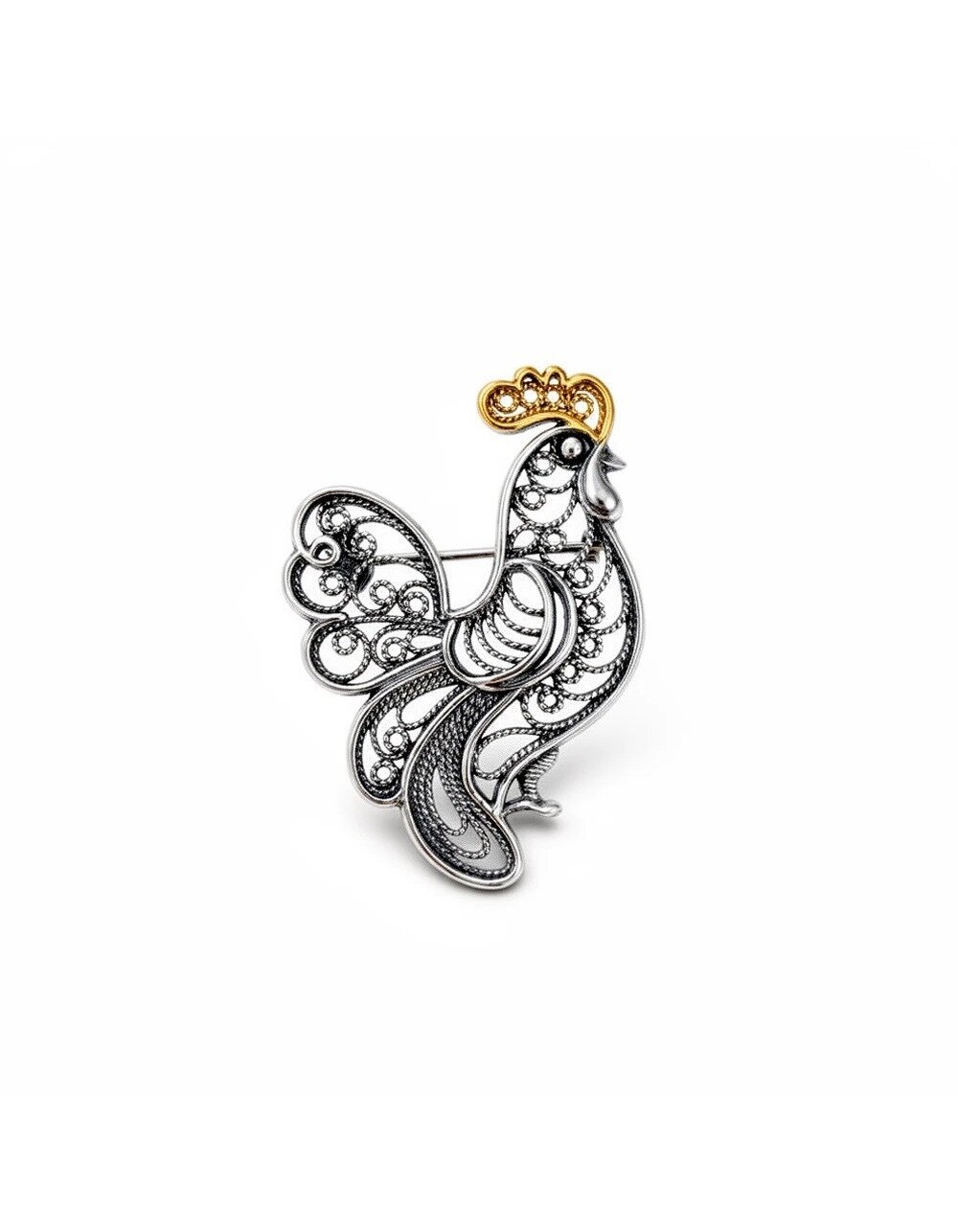 Брошь, серебро, 925 проба, чернение