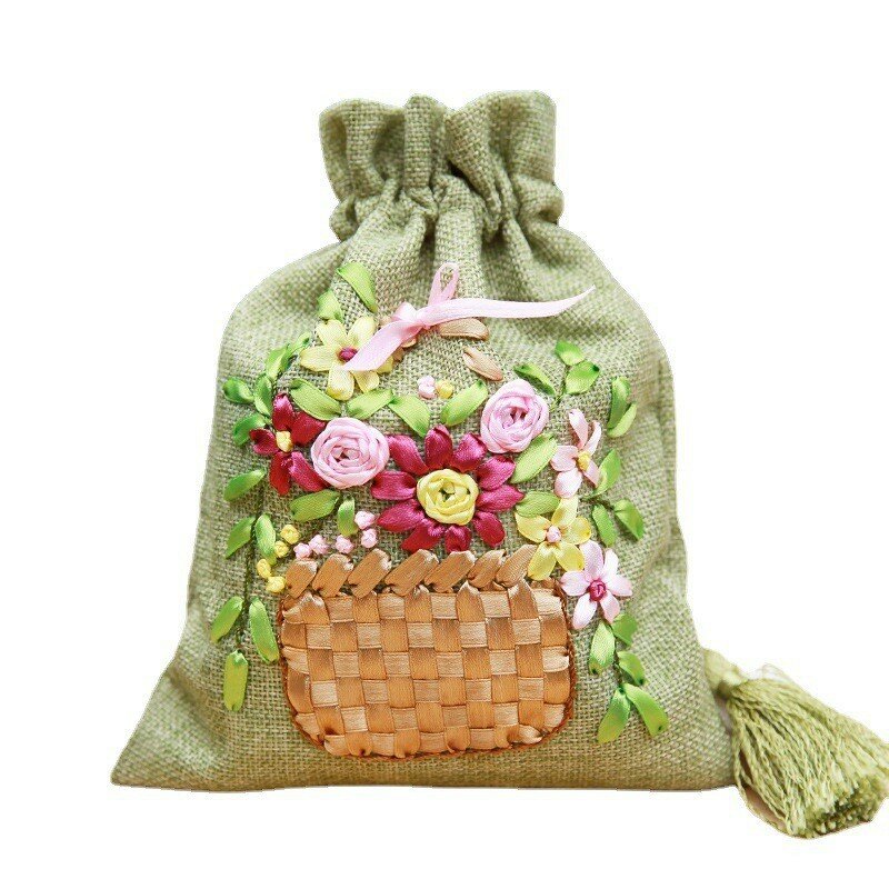 Набор для рукоделия DIY вышивка сумочка-пакет с фисташковым цветом, 18x23 см, готовый комплект с углем