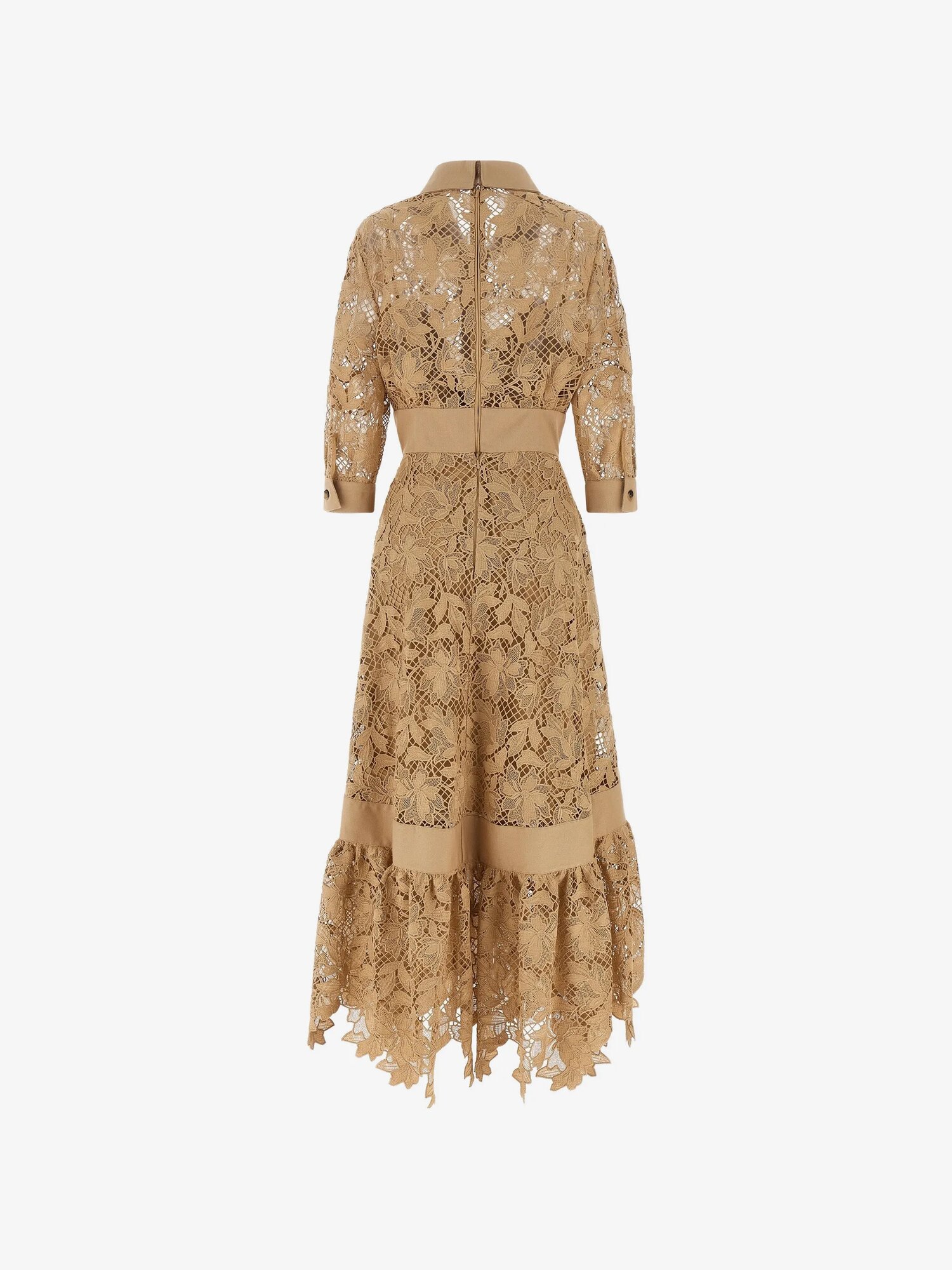 Платье Elie Saab Floral macramé ruffled midi dress, размер 42 — фото 1