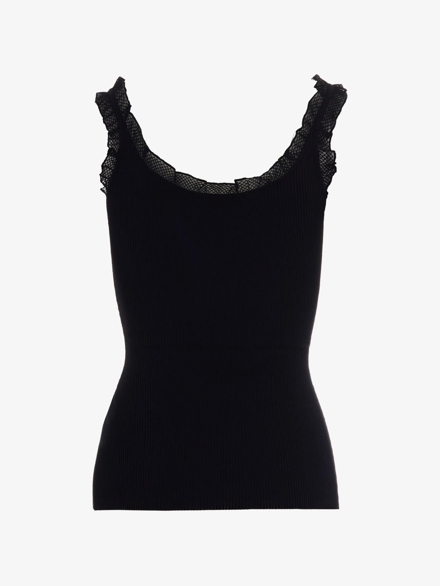 Топ Elisabetta Franchi Lace-trim ribbed top, размер 44, черный — фото 1