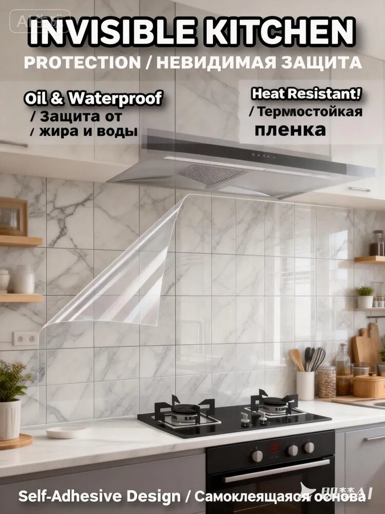 Kitchen Wall Protective Film Transparent: Защитная пленка для кухни на стену от брызг и жира самоклеящаяся термостойкая