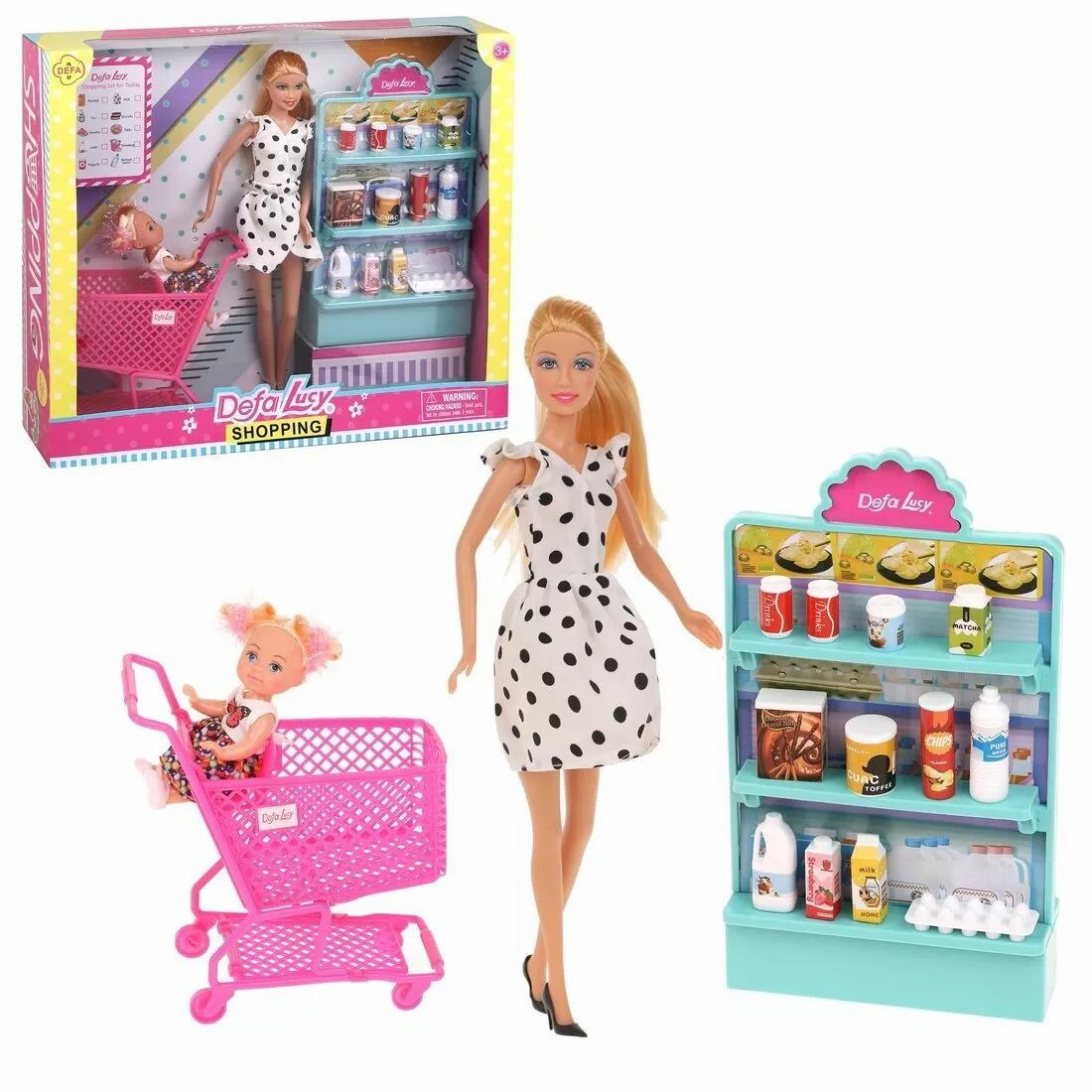 Игровой набор Defa Lucy. Супермаркет 2 куклы, 16 предм. в компл.