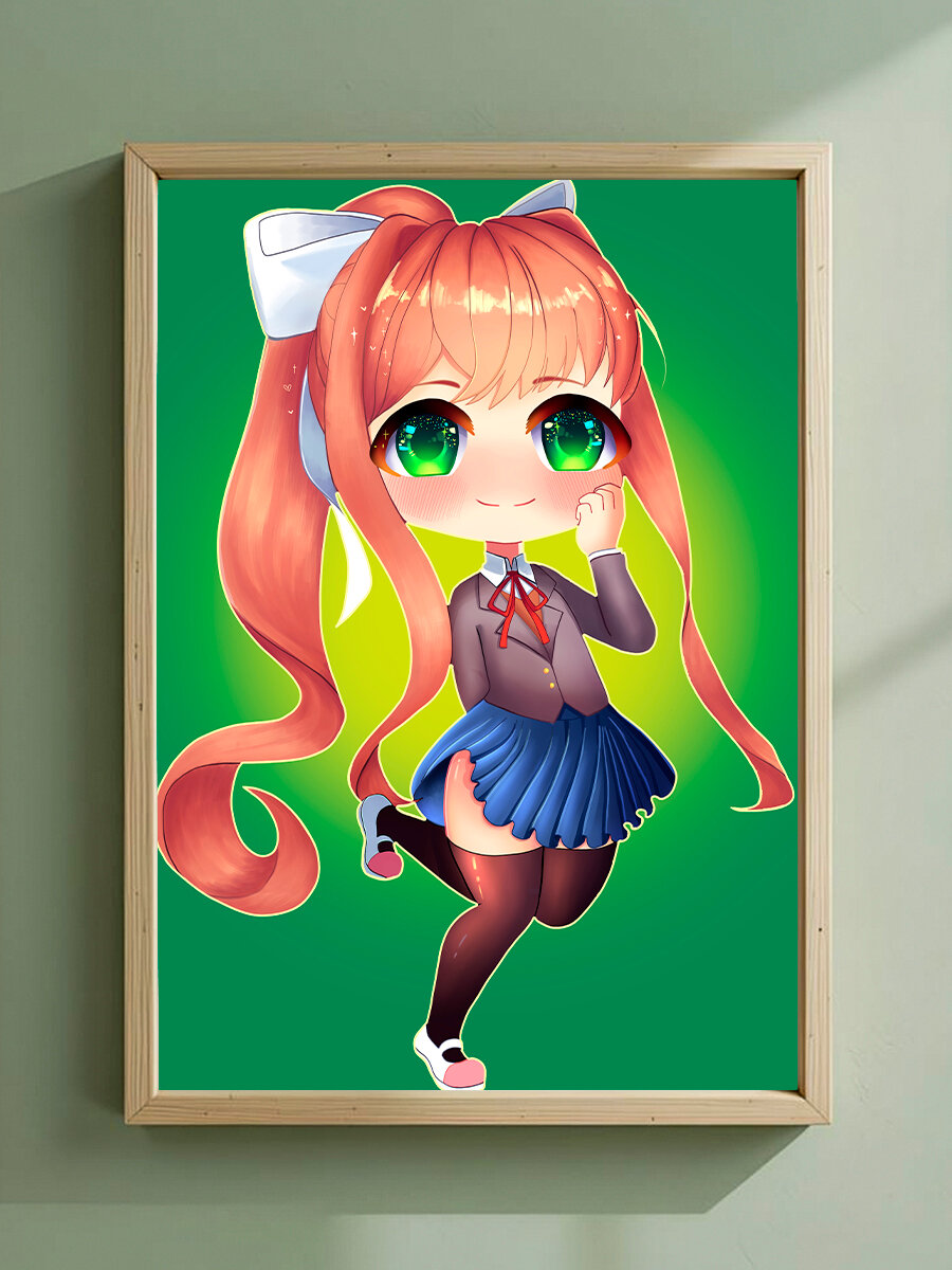 Постер, плакат на стену "Нацуки, неоновый портрет: игра Doki Doki Literature Club" 42 см х 29,7 см (А3) Без Рамы