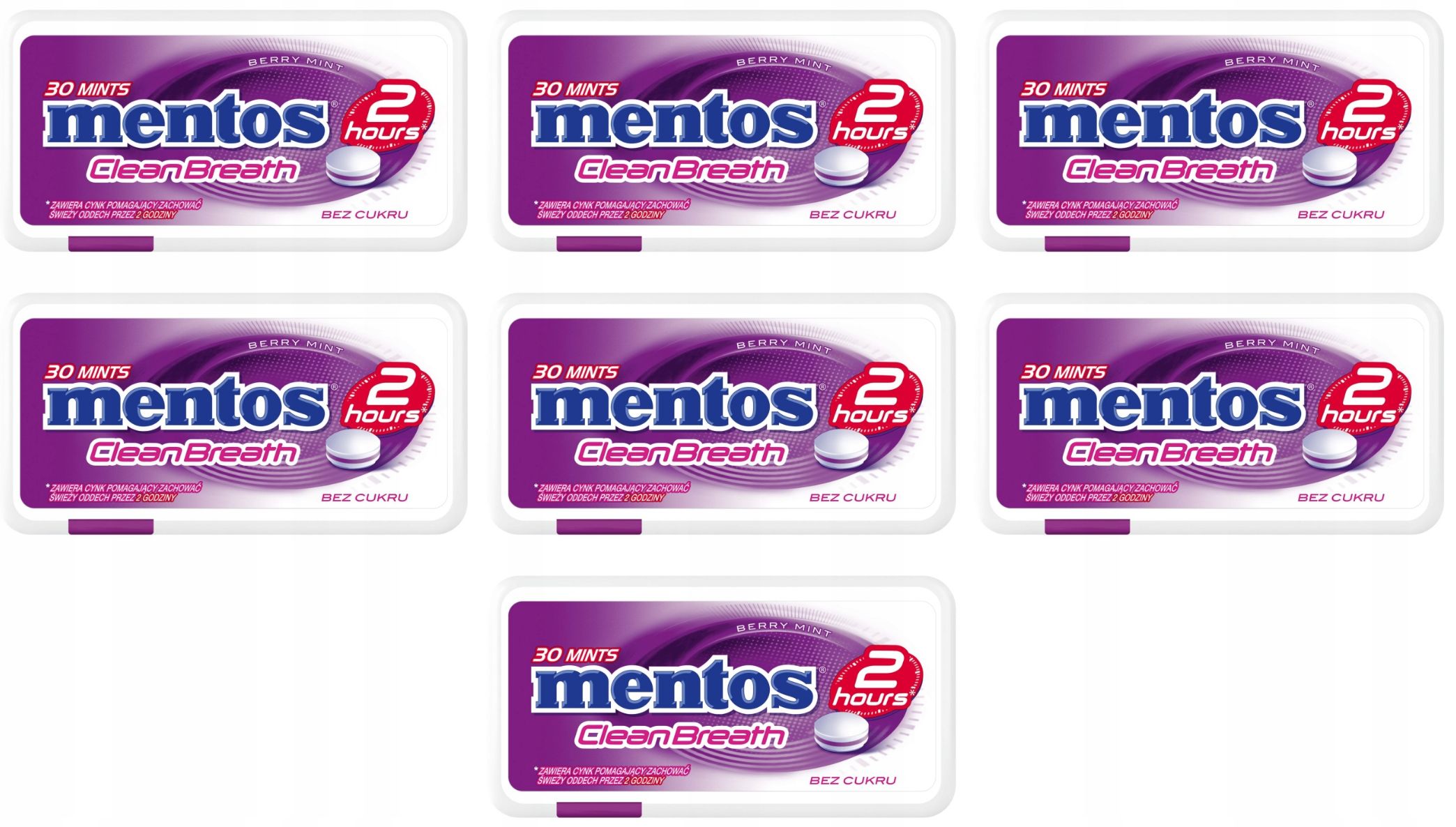 Леденцы Mentos Clean Breath со вкусом ягодной мяты, без сахара, 7х21 г - 5903815534706