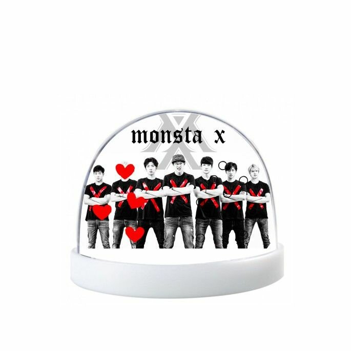 Водяной шар Monsta X №7, Блестки-сердечки