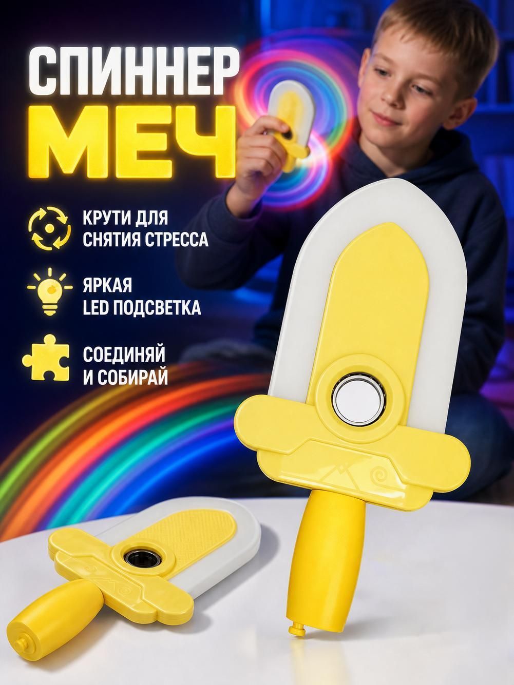 Креативная декомпрессионная игрушка со светящимся вращающимся мечом