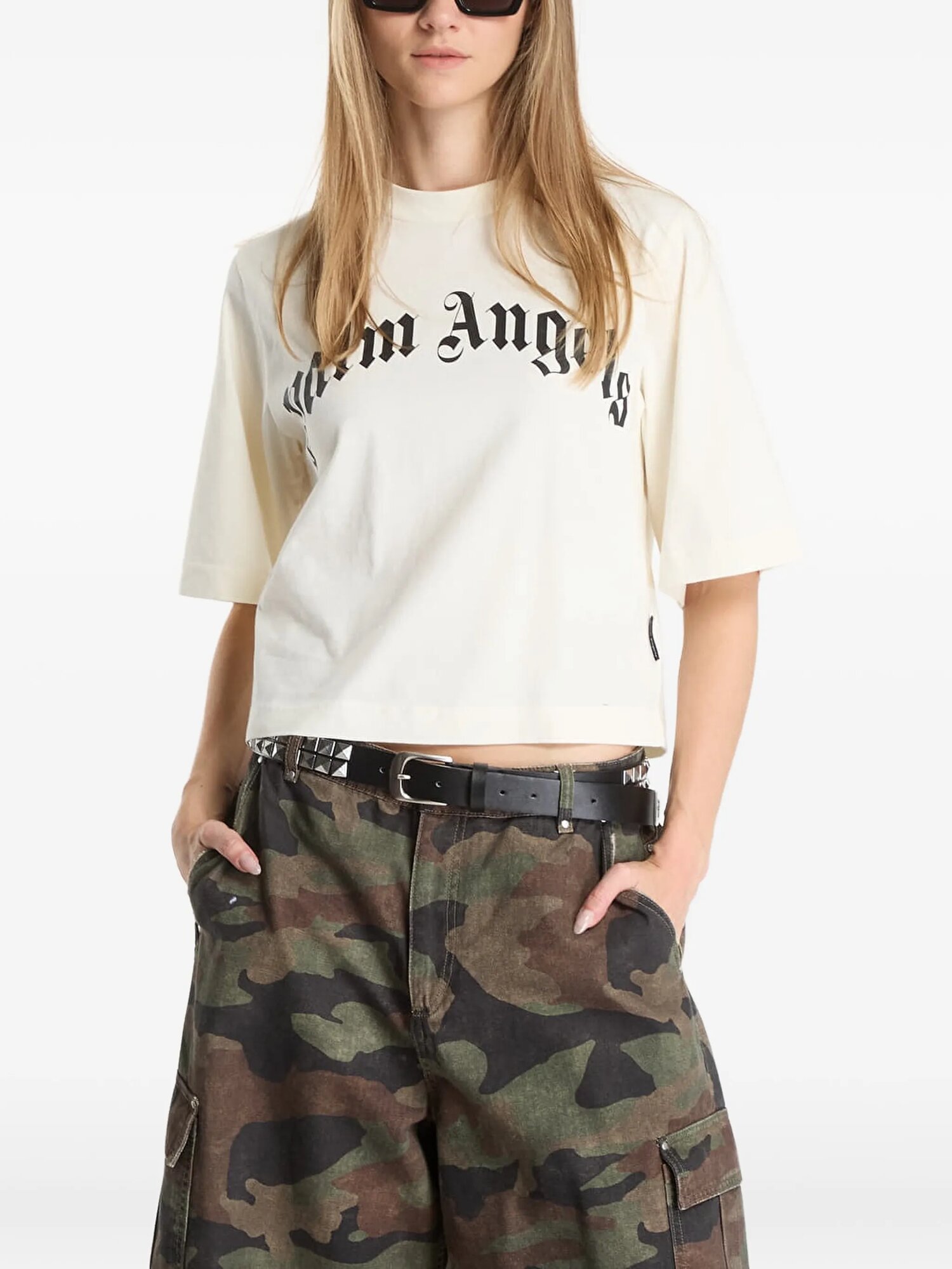 Футболка Palm Angels Curved-logo boxy tee
