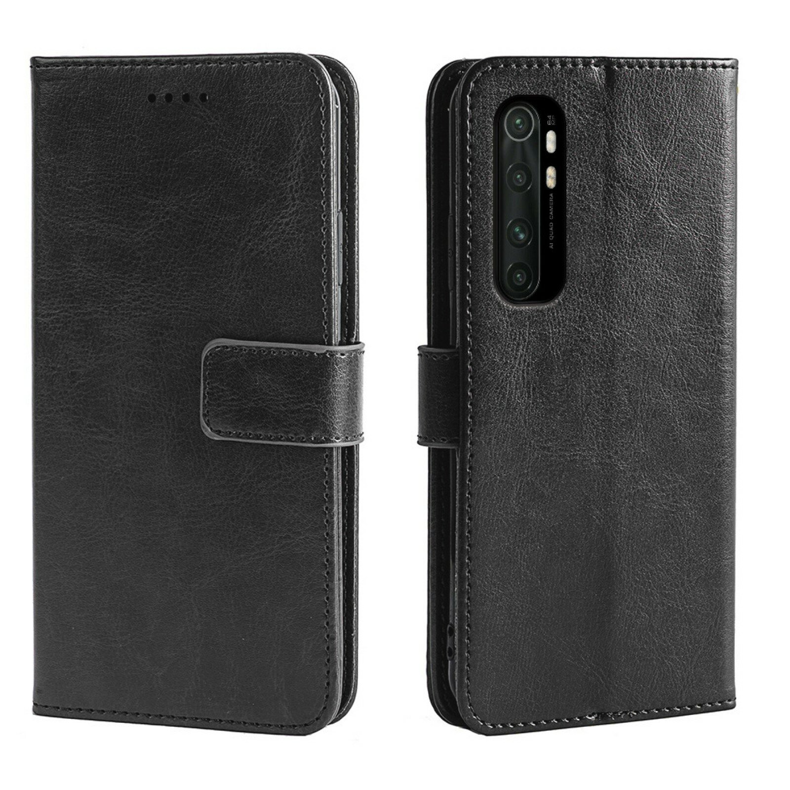 Чехол-книжка MyPads для Xiaomi Mi Note 10 Lite из высококачественной искусственной кожи с подставкой и визитницей черный
