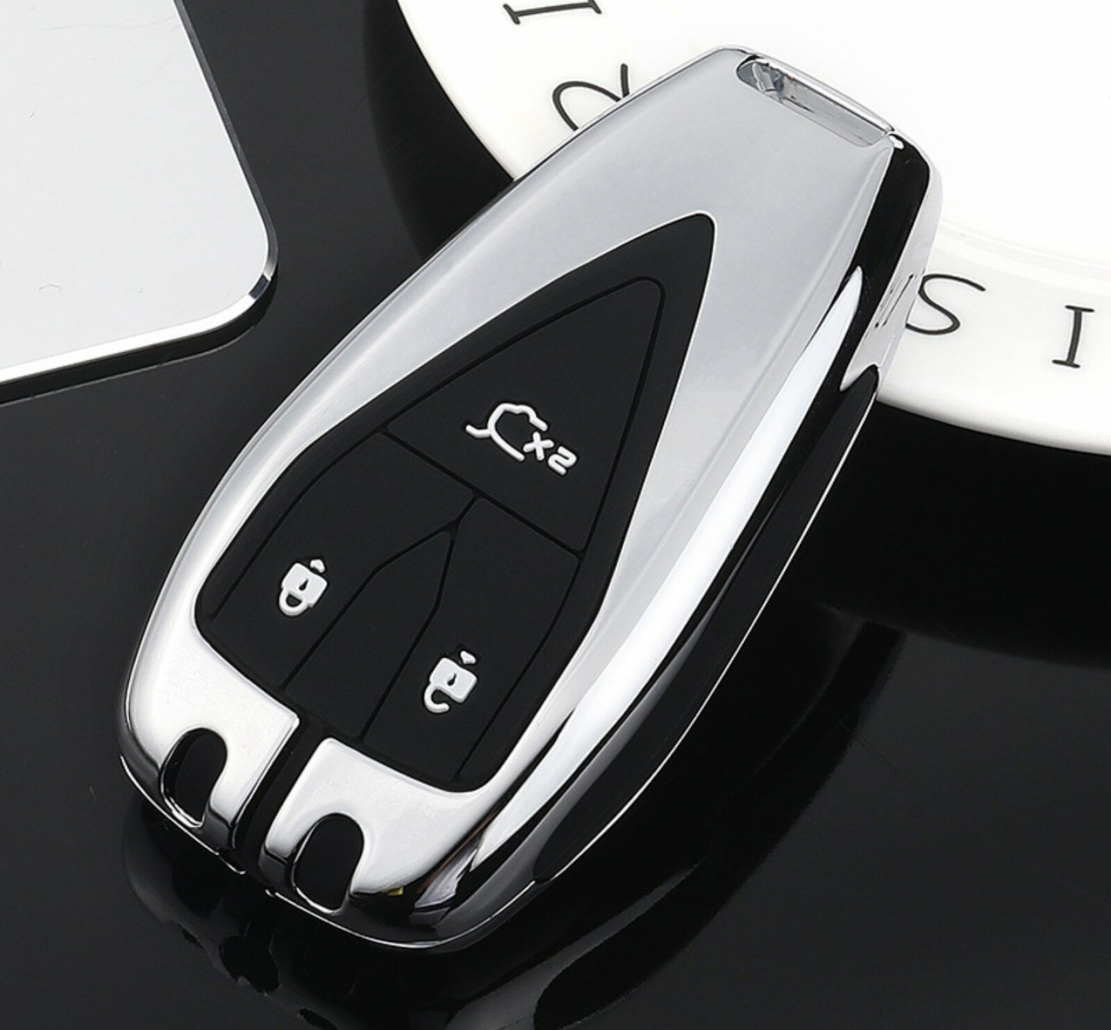 Металлический чехол MyPads M-230386 для смарт ключа Changan UNI-K, CS35PLUS, CS55, CS75FL серебристый