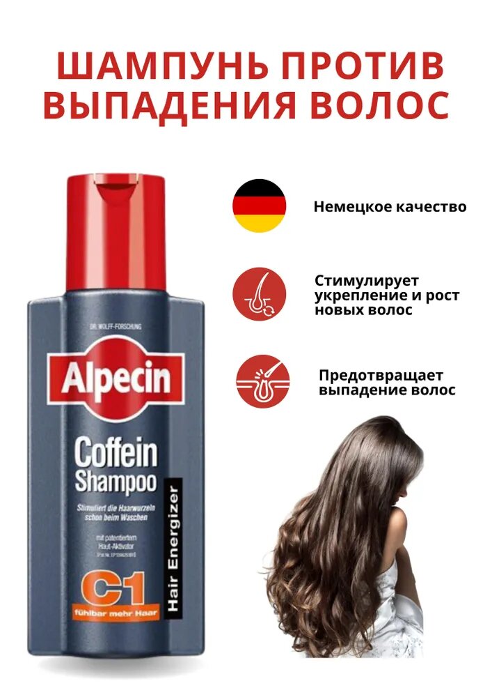 Шампунь Alpecin C1 Кофеиновый против выпадения волос, 250 мл, Шампунь для волос, Мужской