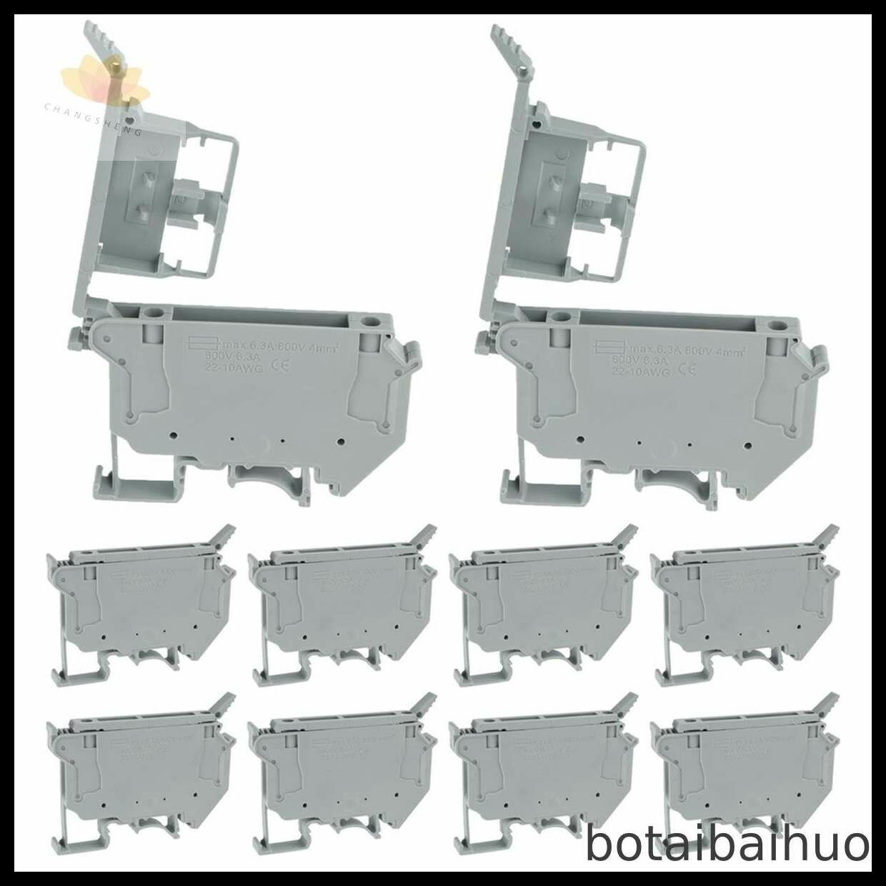 (O047) UK5-HESI UK5RD Без светодиода DIN-рейка, клемма с предохранителем, разъединительная клеммная колодка, винтовой зажим (упаковка из 10 шт, серая)