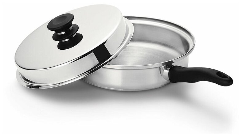 Сотейник Amway iCook, с крышкой, нержавеющая сталь, серебристо-черный, 2,5л