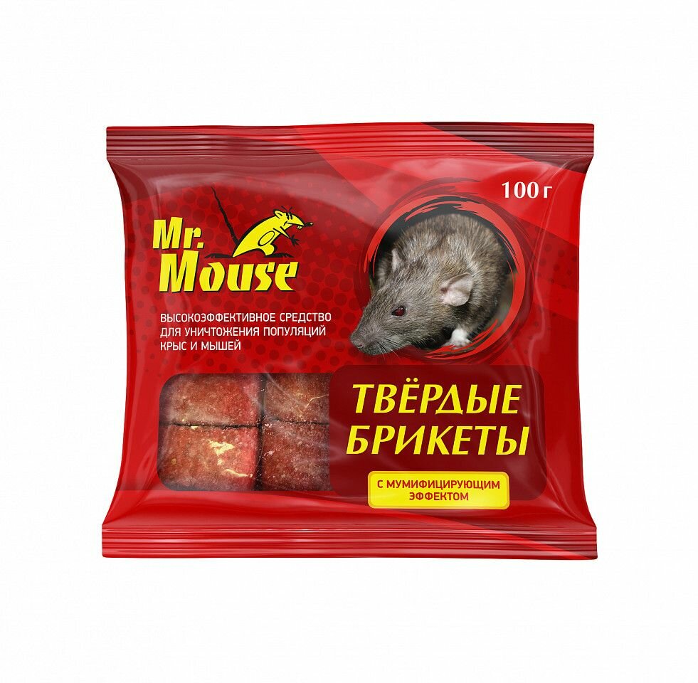 Средство от грызунов Mr. Mouse парафин (твердый) брикет от грызунов 100гр
