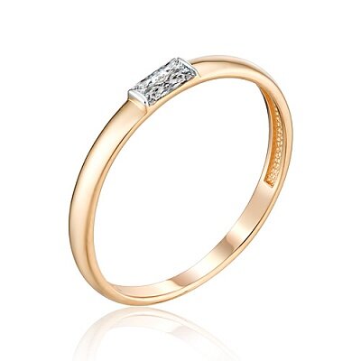 Кольцо на фалангу, красное золото, 585 проба, родирование, фианит