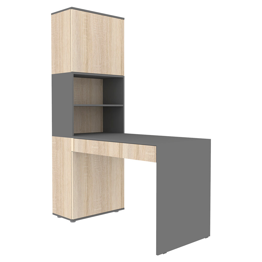 Стол письменный со стеллажом 1330 Темно-серый Дуб Сонома