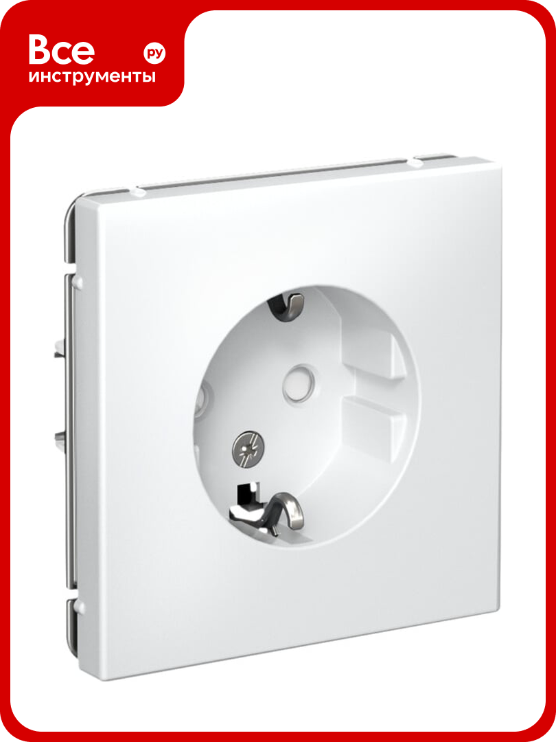 Розетка Systeme Electric ArtGallery Белый с заземлением со шторками, 16А, механизм GAL000145