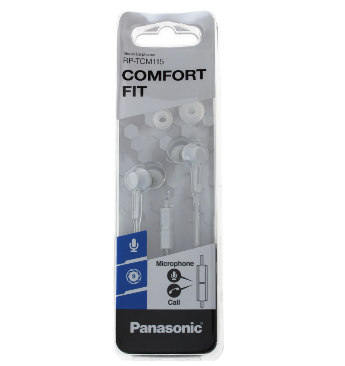 Наушники Panasonic RP-TCM115GCW, проводные, сменные амбушюры белые