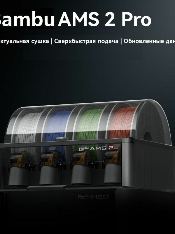 Bambu AMS 2 Pro Автоматическая система подачи, интеллектуальное многоцветное обновление и обновление нескольких материалов Сушка новых продуктов