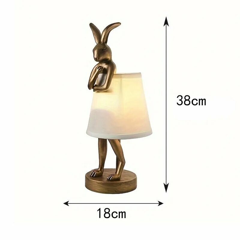 Настольная лампа в виде кролика, лампа настольная из смолы, светильник в виде животного с абажуром