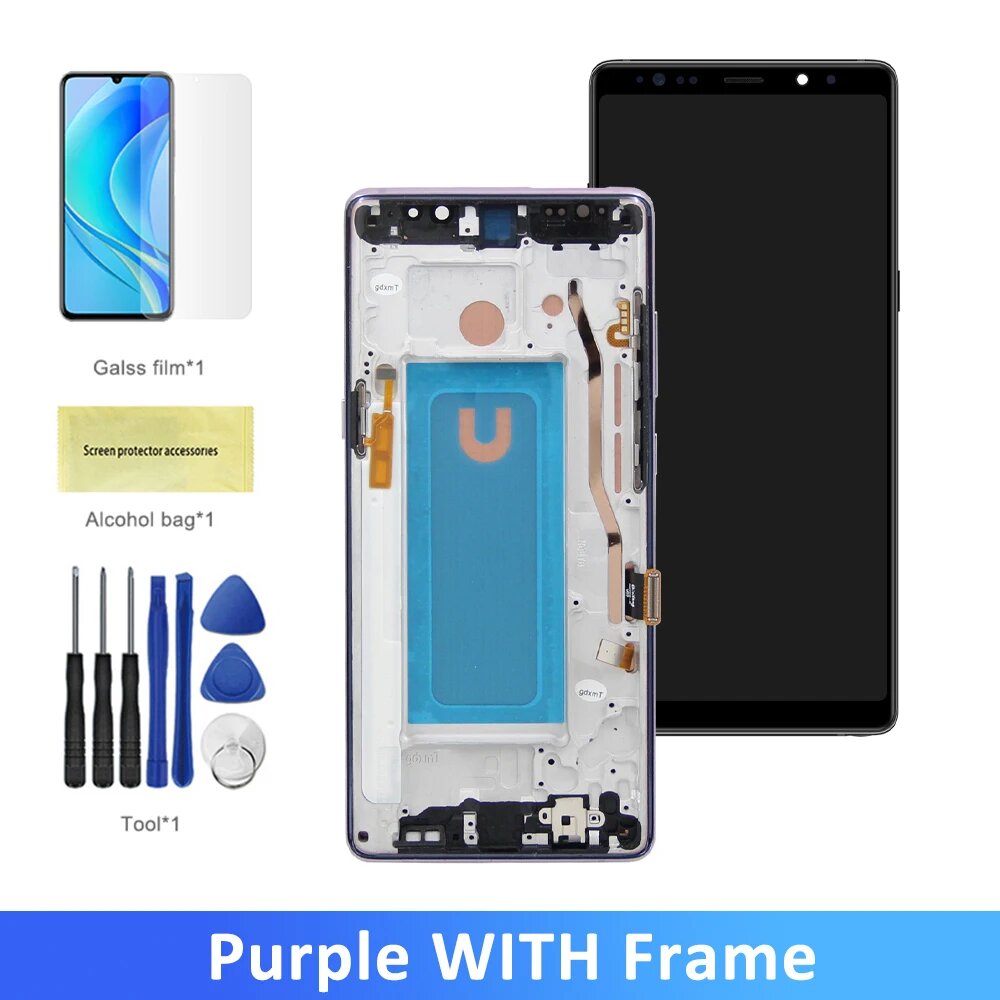 TFT-экран с рамкой для Samsung Note 8, ЖК-дисплей, дигитайзер сенсорного экрана в Purple With Frame