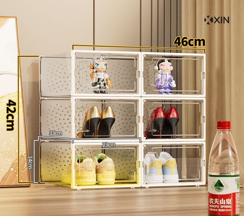 Коробка для хранения обуви Crystal Clear, белый цвет, 33x23x14 см, 6 шт