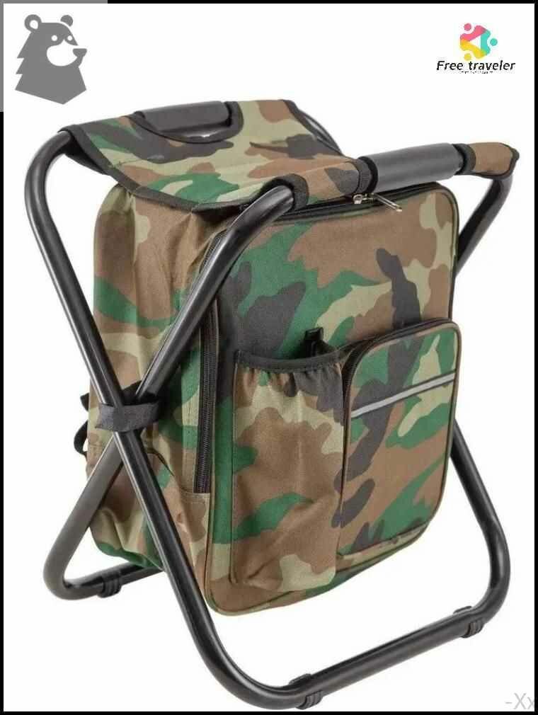Стул складной туристический рыболовный, рюкзак походный для рыбалки охоты и отдыха, камуфляж хаки-Xxing