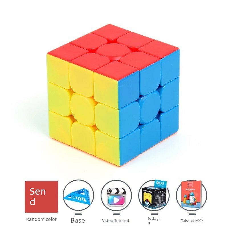 Немагнитный кубик 3x3x3 с цветными наклейками и учебником, плавное вращение для начинающих