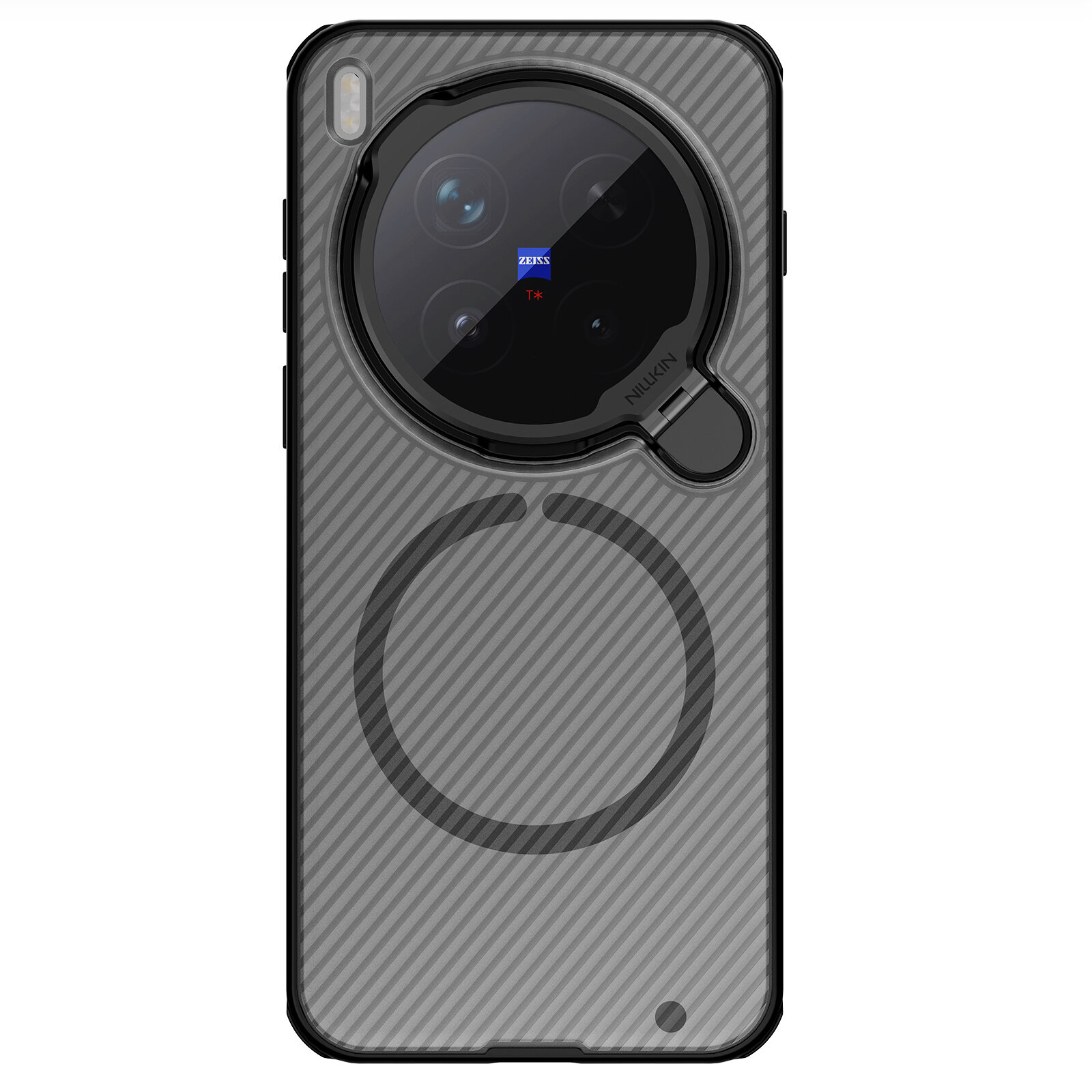 Чехол тонированный серый с MagSafe на смартфон Vivo X300 Pro, серия CamShield Prop Magnetic (версия с прозрачной откидной крышкой объектива) от Nillkin