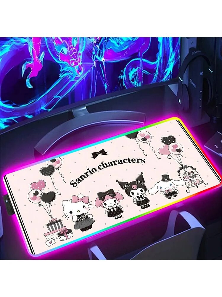 Hello Kitty Коврик для мыши, XXL, светло-розовый, черный матовый