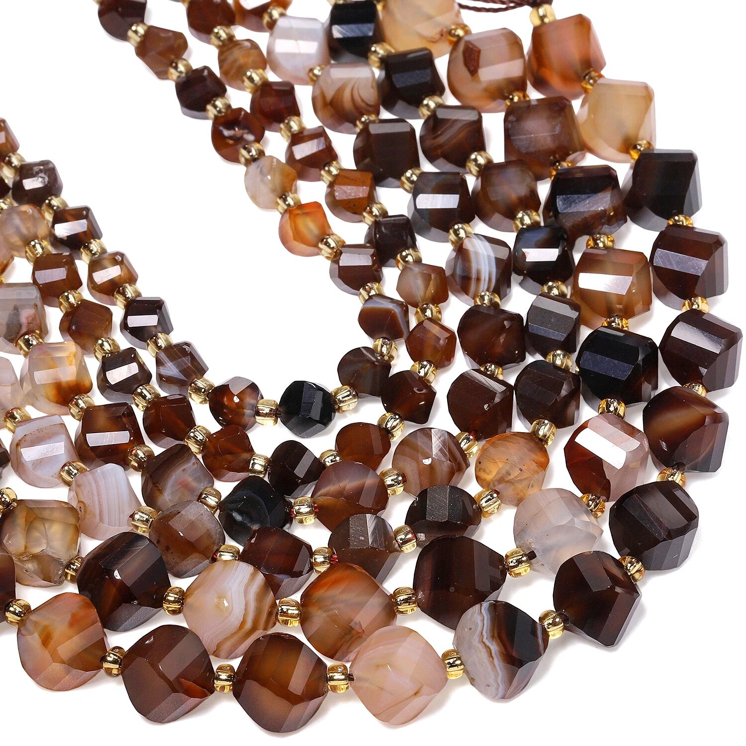 Натуральные бусины из агата в кофейную полоску, 6-10 мм, граненые бусины в форме поворота, свободные бусины-разделители для изготовления ювелирных изделий, аксессуары «сделай сам»