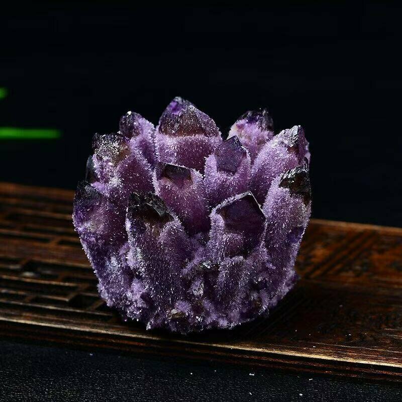 Натуральный кристалл в первозданном виде – 240-300 г, фиолетово-желто-зеленео-белый, обезмагничивающий, декор для дом