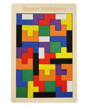 Деревянная красочная игра-головоломка «Тетрис-Танграм» 3-в-1: строительные блоки, игрушка для раннего развития, сборка и разборка.