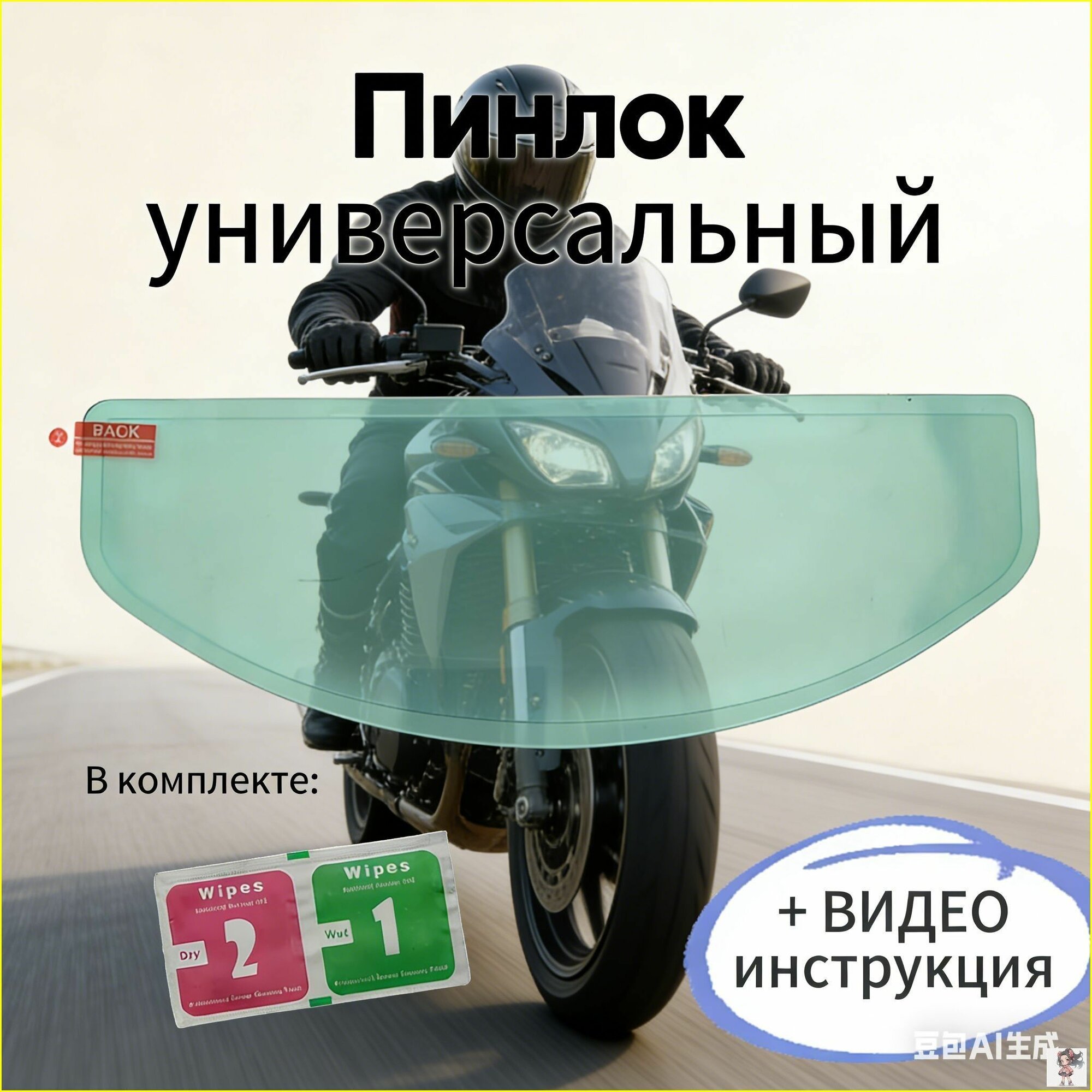 Пинлок (антифог) — универсальная солнцезащитная и непромокаемая пленка для мотошлема, внутренняя защита визора, 1 шт.