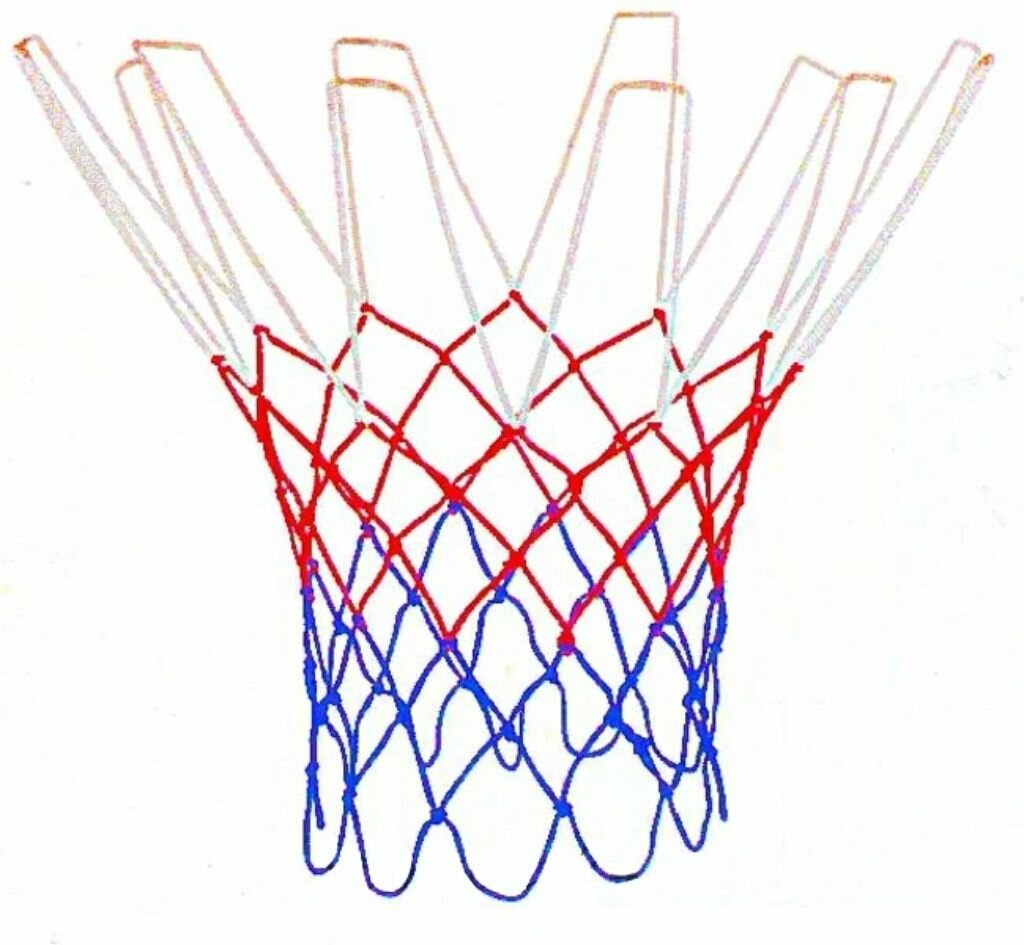 2шт Сетка баскетбольная / сетка для баскетбольного кольца GCsport триколор 6мм