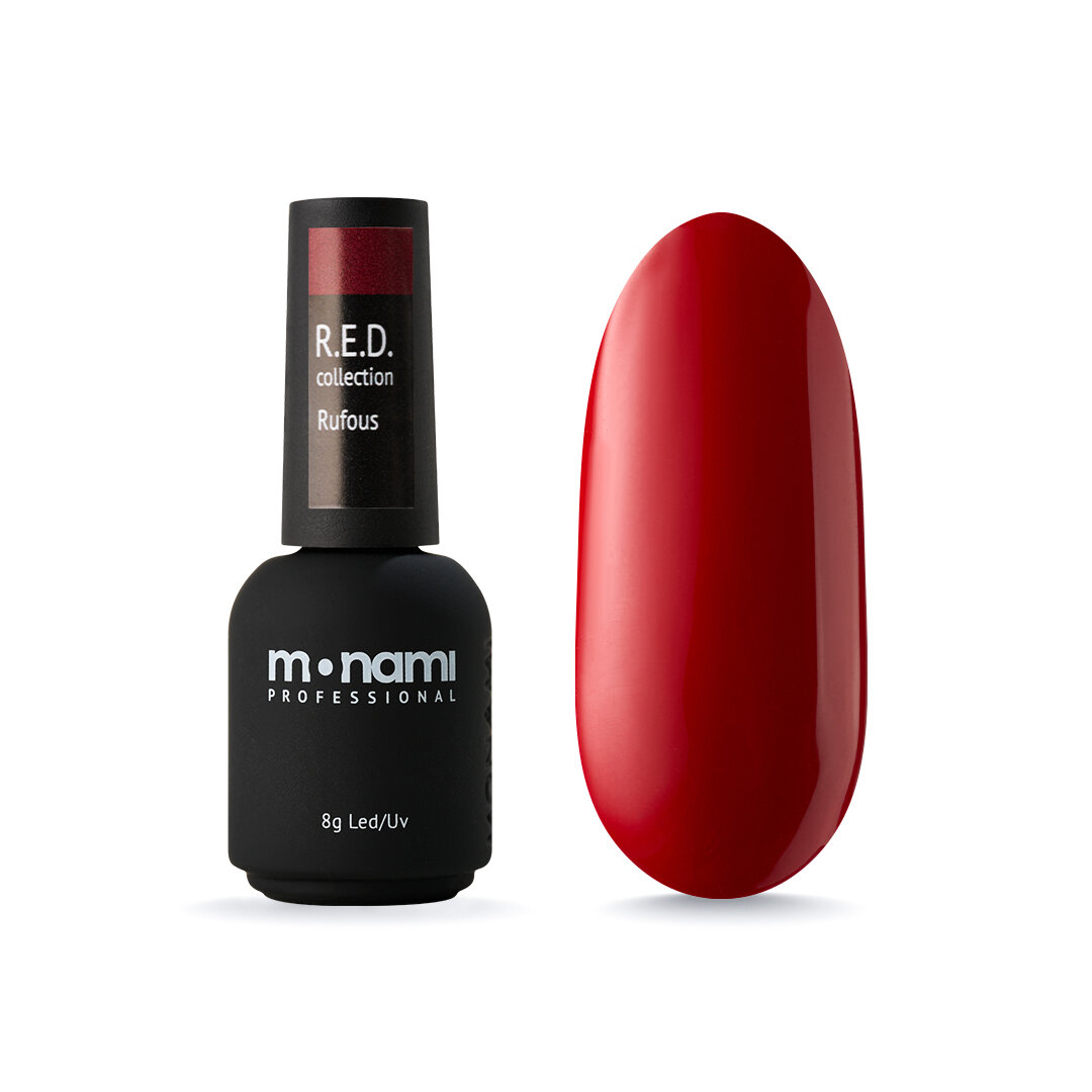 Гель-лак Monami Rufous R.E.D, плотный, глянцевый, красный, для ногтей, 8г