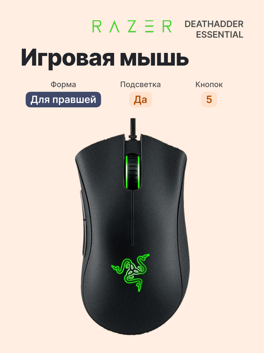 Мышь игровая RAZER DeathAdder Essential (RZR-RZ01-03850100-R3M1)