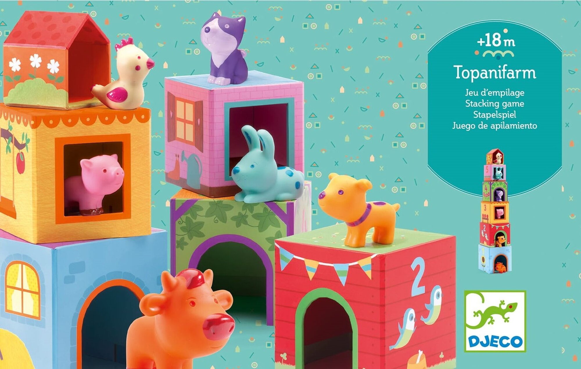 Кубики для детей Djeco - Кубики с фигурками животных, 12 эл. -DJ09108