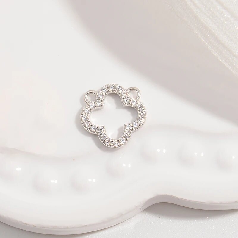 Подвеска из стерлингового серебра S925, четырехлистный клевер B Platinum