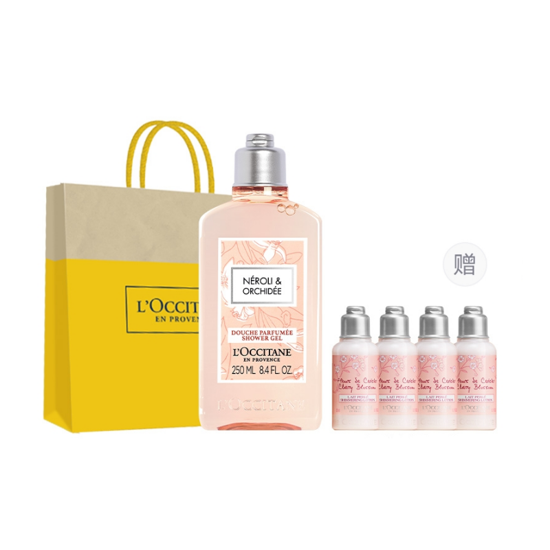 Набор геля для душа унисекс LOCCITANE Сладкая вишневая сакура аромат лимонной розы, 250мл + 5 пробников, 5721838