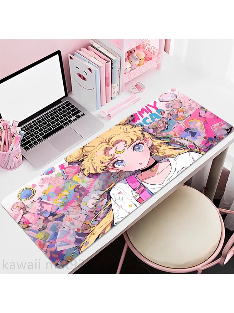 Sailor Moon Коврик для мыши, XXL, горчичный, розовый