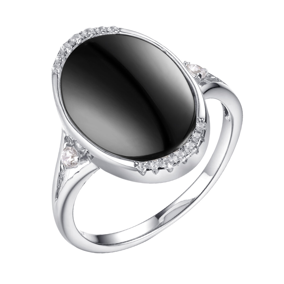 Кольцо, серебро, 925 проба, керамика, фианит